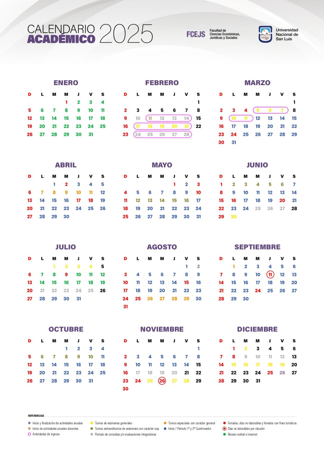 Calendario Académico - Facultad de Ciencias Económicas, Jurí­dicas y Sociales